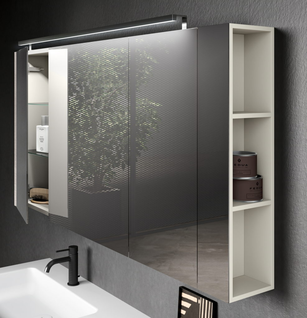 Specchi contenitori per bagno con lampade o retroilluminazione